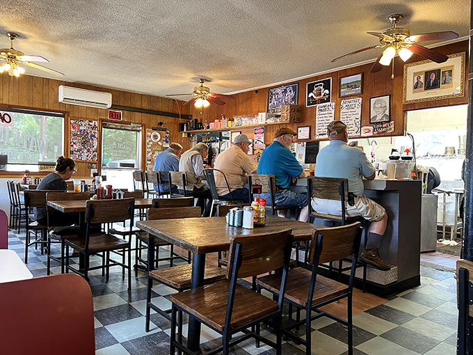Where breakfast dreams come true – wood-paneled walls, ceiling fans, and regulars at the counter create the diner symphony every food lover craves.