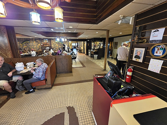 Step inside and you're transported to a wood-paneled wonderland where the tile floors have supported generations of happy diners seeking Southern comfort on a plate.