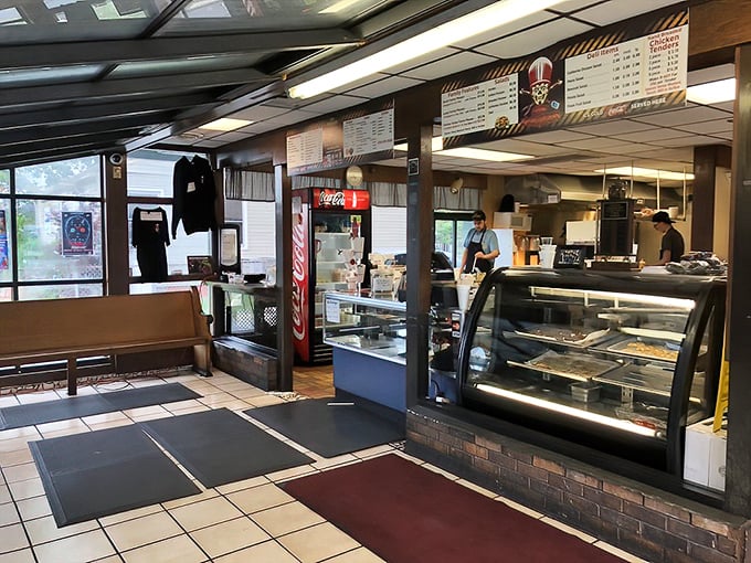 Inside, it's all business – the kind of no-frills setup that signals one thing: they're focusing on what matters most... the food.