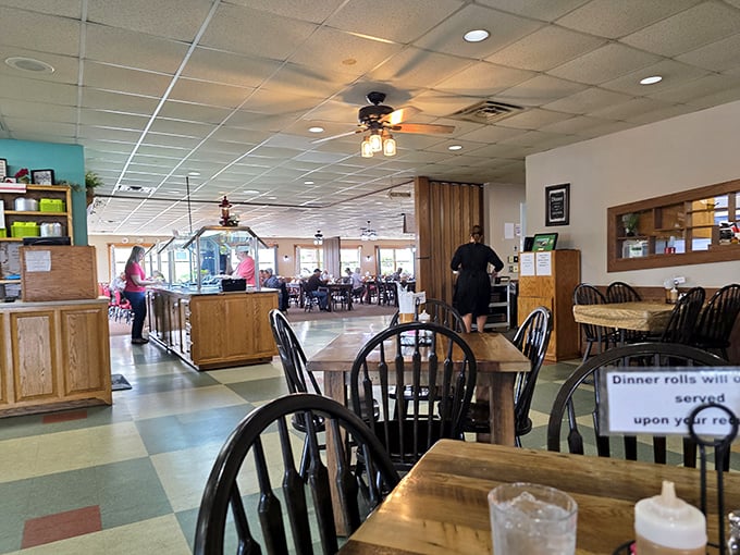 Step inside and you're greeted by Windsor chairs and wood paneling—like walking into your favorite aunt's dining room, if your aunt could cook for an army.
