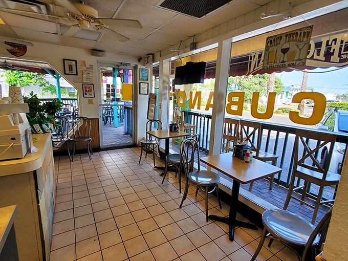 Simple tables, tiled floors, and sunshine streaming through windows create that perfect "no-frills, all-thrills" atmosphere where memorable meals happen.