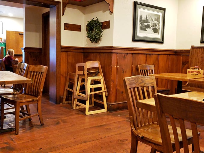 Wooden wainscoting and sturdy chairs tell you this place means business—comfort food business, that is. No pretension, just honest dining.