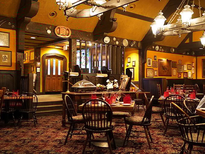Step inside and you're transported to a cozy English pub that Jonathan Swift himself would approve of—amber lighting, wooden beams, and history hanging from every wall.