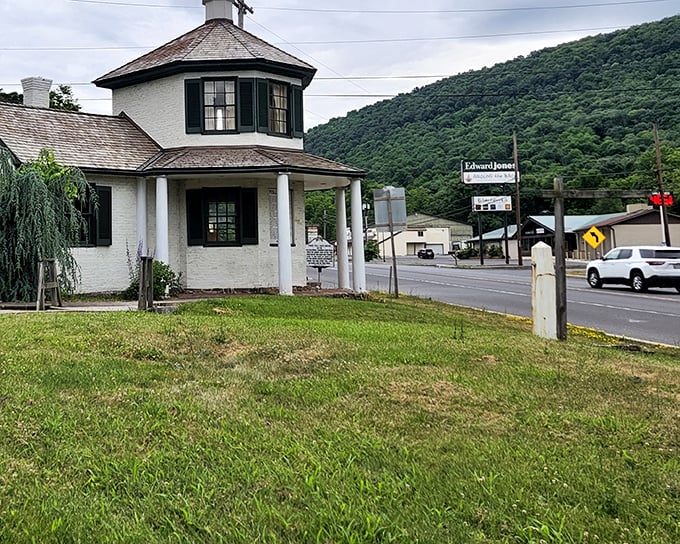 This historic toll gate house stands as a charming reminder of bygone days, when "paying the toll" meant more than just enduring your uncle's dad jokes.