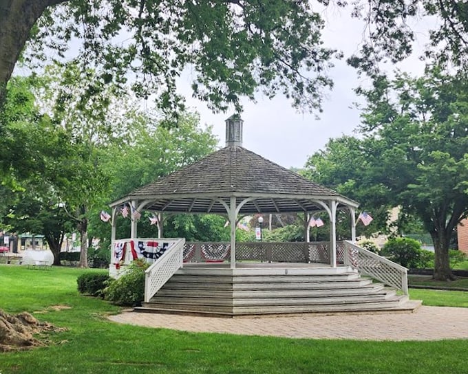 The gazebo at Lititz Springs Park isn't just a pretty structure—it's the heart of community gatherings, summer concerts, and countless "I do's" through the generations.