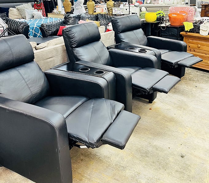 These leather recliners aren't just furniture—they're time machines to the land of Sunday afternoon naps and binge-watching bliss.