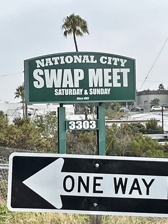 The iconic green sign stands like a promise of adventure, with that perfectly ironic "ONE WAY" arrow pointing in the opposite direction of discovery.