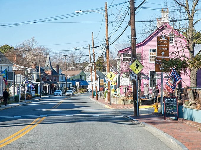 Talbot Street welcomes visitors with its colorful storefronts and brick sidewalks—like Main Street USA, if Main Street USA actually existed and served incredible crab cakes.