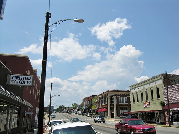 Blue skies and brick buildings – downtown Heber Springs looks like the movie set for "Small Town America: The Director's Cut."