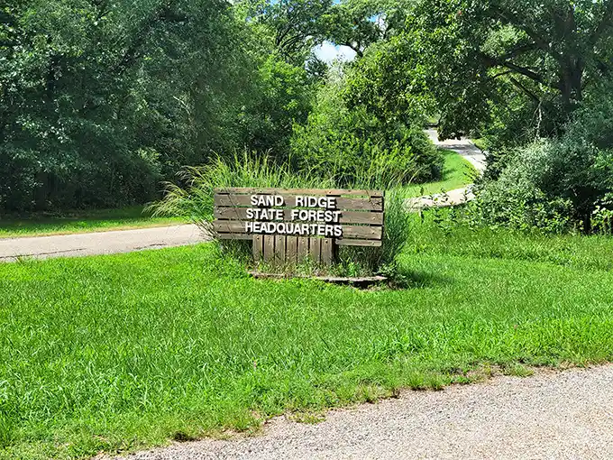 The unassuming entrance sign welcomes visitors like an old friend. No flashy billboards needed when Mother Nature does the real advertising inside.