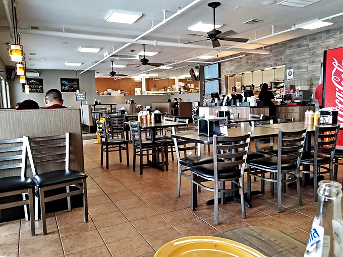 Simple tables, ceiling fans, and the promise of authentic Mexican cuisine. This no-frills dining room lets the food take center stage—exactly as it should.