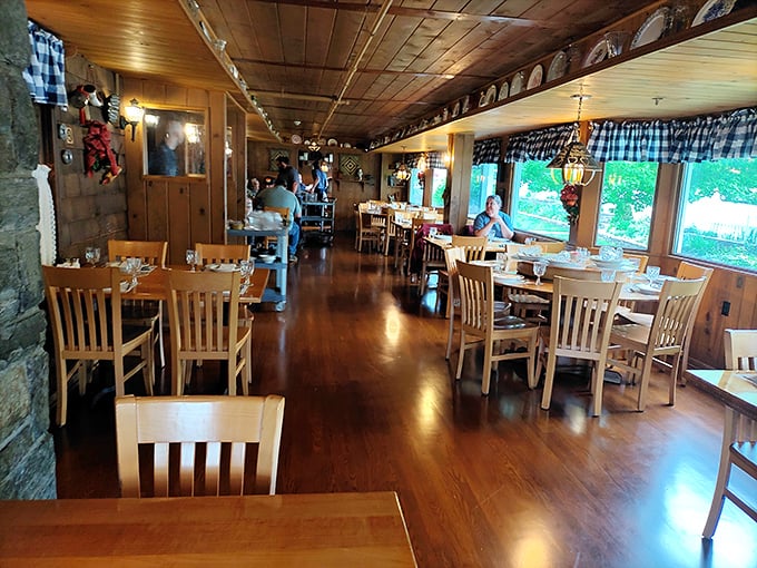 Step inside and the warm wooden interior tells you this isn't just dinner—it's a time machine to an era when conversations mattered more than cell service.