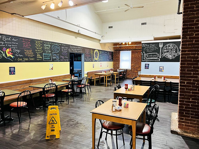 Inside, exposed brick walls and chalkboard menus create that perfect balance of rustic charm and neighborhood comfort you've been searching for all along.