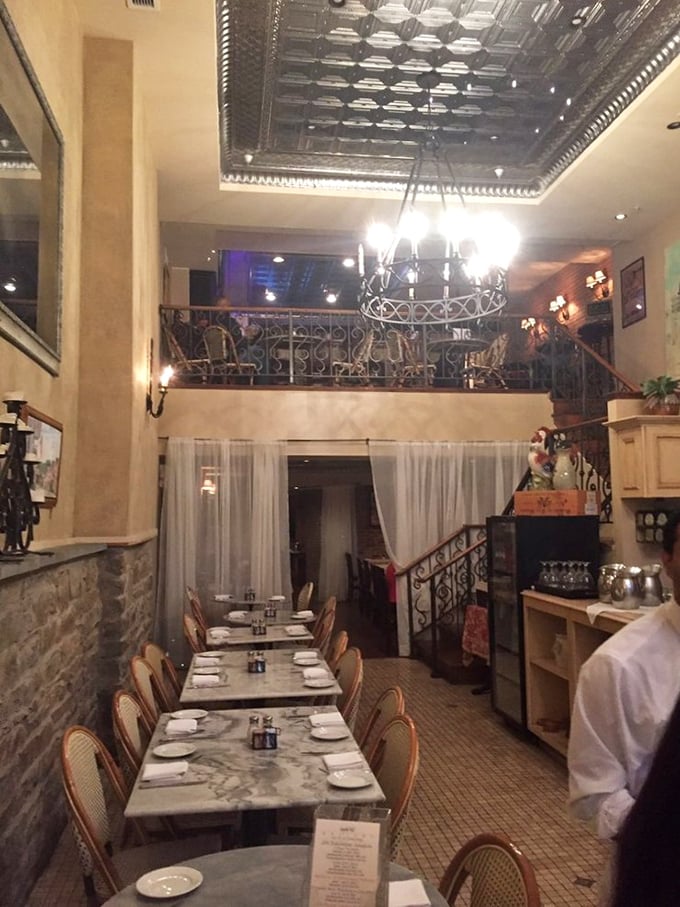 Pressed tin ceilings, elegant ironwork, and marble tables transport you straight to Montmartre – all without the jet lag or passport stamps.