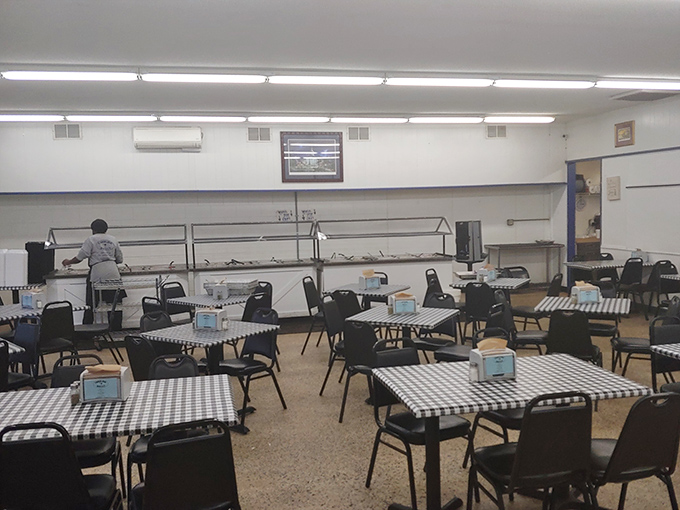 Simple tables with blue-checkered cloths set the stage for serious eating. This isn't a place for Instagram – it's where locals come to actually enjoy their food.