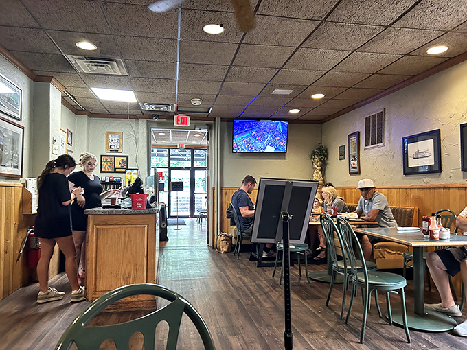 Where locals gather and stories flow as freely as the coffee. That wood paneling has absorbed decades of Cincinnati sports debates and family celebrations.