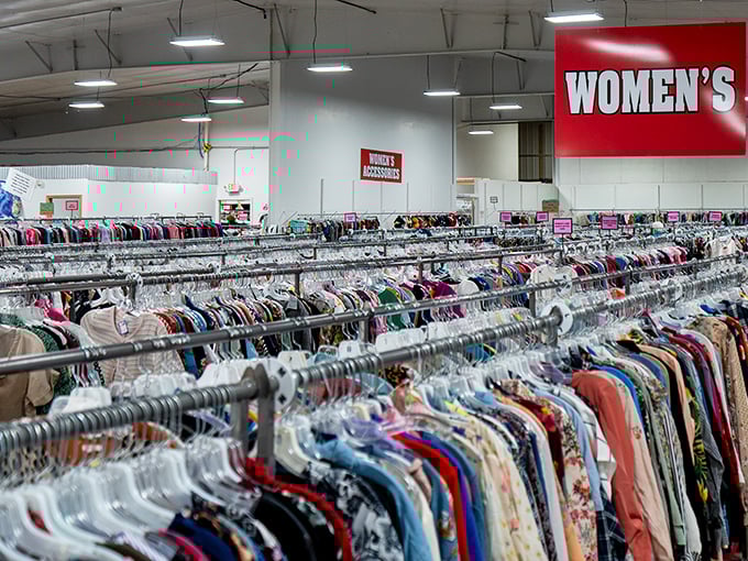 An ocean of clothing stretches to the horizon. This isn't just a women's section—it's a textile universe with its own gravitational pull.