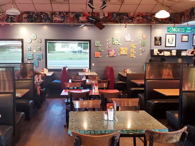 Inside, the eclectic decor tells you this isn't your grandmother's diner—unless your grandmother was wonderfully weird in the best possible way.