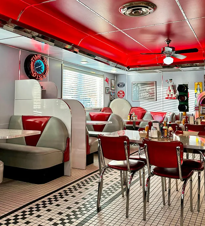 Step into a time machine where red vinyl booths and chrome accents aren't retro chic—they're just how things have always been done at this Idaho Falls institution. 