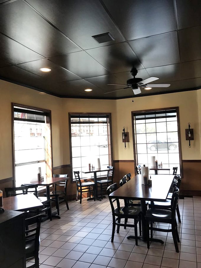 Simple, clean, and focused on what matters—the dining room says, "We're not here for the fancy stuff. We're here for the meat."
