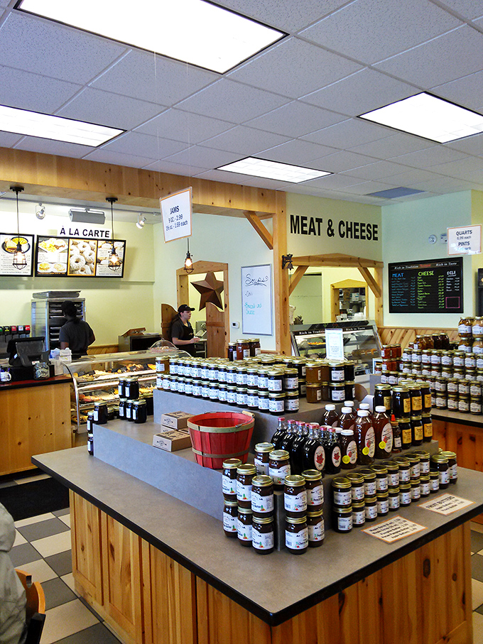 Inside, wooden counters and checkered floors create that "grandma's kitchen" vibe, if grandma had industrial-grade baking equipment and superhuman skills.