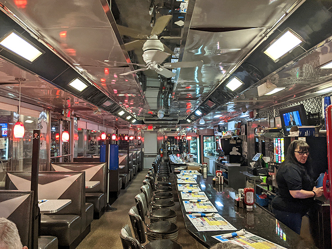 Step inside and you're greeted by the quintessential American diner experience—gleaming countertops, cozy booths, and that unmistakable buzz of community.