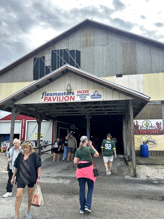 The Pavilion entrance welcomes shoppers with promises of "More Shopping, Food & Fun"—the retail equivalent of "Once upon a time..."