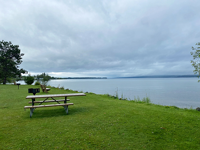 Baraga State Park's peaceful lakeside view offers the perfect spot for contemplation—or figuring out which fishing lure to try next.