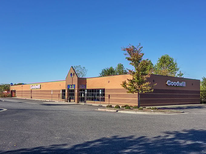 The brick exterior of this Goodwill location promises solid bargains and quality finds waiting inside those welcoming doors.