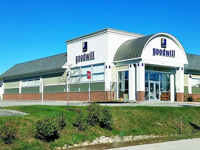Goodwill's inviting storefront promises adventures in thrifting – where yesterday's impulse buys become today's amazing finds.