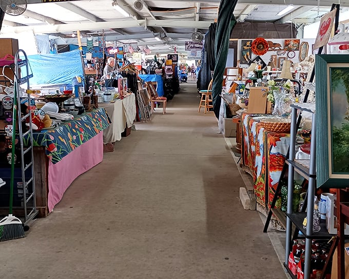 A shopper's paradise where aisles of merchandise create a maze of possibility—every table a new adventure waiting to unfold.