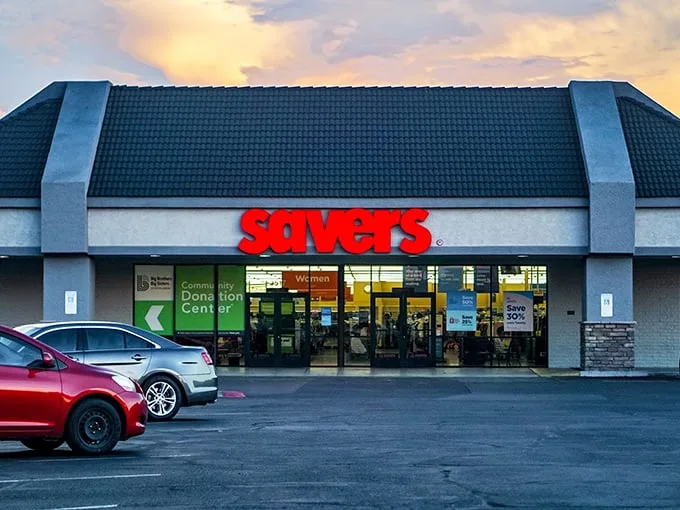 Savers at sunset – where the golden hour outside matches the golden deals waiting inside.