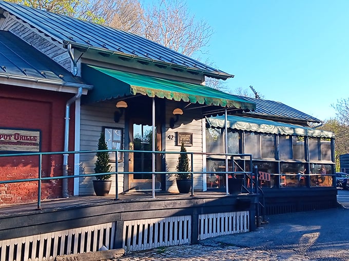 The Depot Grille's charming exterior hints at its railroad past. This isn't just dinner—it's a journey through Staunton's history.