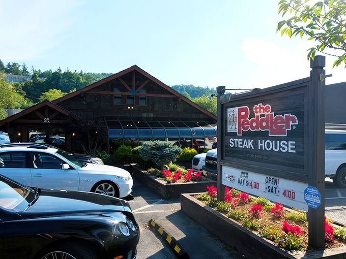 The Peddler's rustic mountain lodge vibe isn't just for show—it's the perfect prelude to steaks that could make a vegetarian question their life choices.