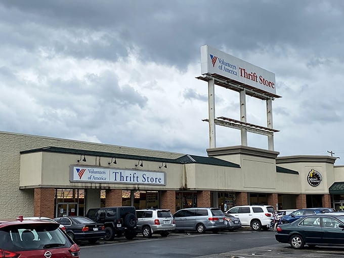 Volunteers of America's spacious parking lot hints at the vastness within—like the Costco of secondhand finds!