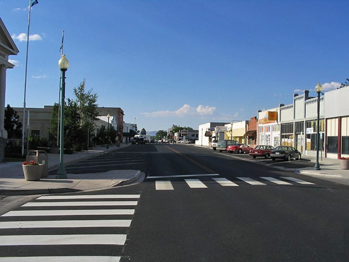 Yerington's main drag offers that quintessential small-town Nevada feel—no traffic jams, just breathing room and blue skies.