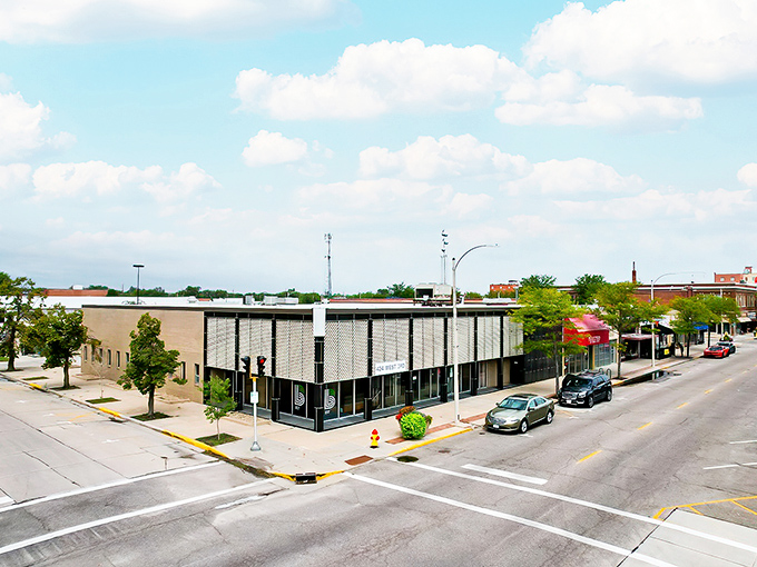The Happy Brush shop and neighboring businesses line Grand Island's welcoming main street, where your Social Security check stretches surprisingly far.