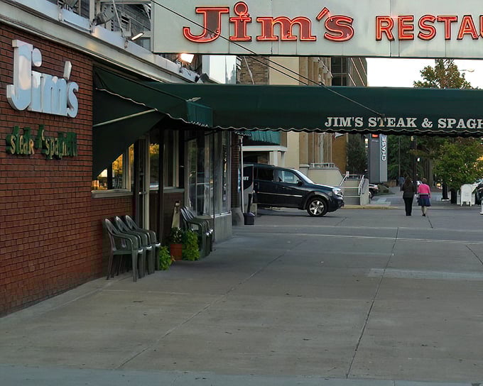 That classic green awning isn't just decoration—it's a beacon of hope for anyone craving honest-to-goodness comfort food.