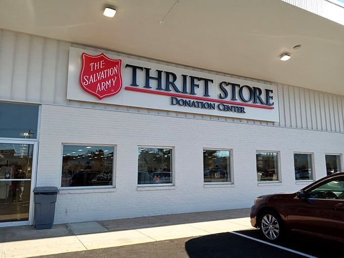 The Salvation Army Family Store welcomes bargain hunters with its clean facade. Behind those doors, yesterday's fashion finds tomorrow's fashionista. 