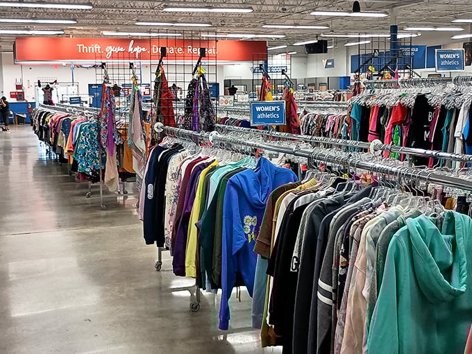 Row after colorful row of potential finds await inside VOA. It's like a department store from a more affordable dimension!