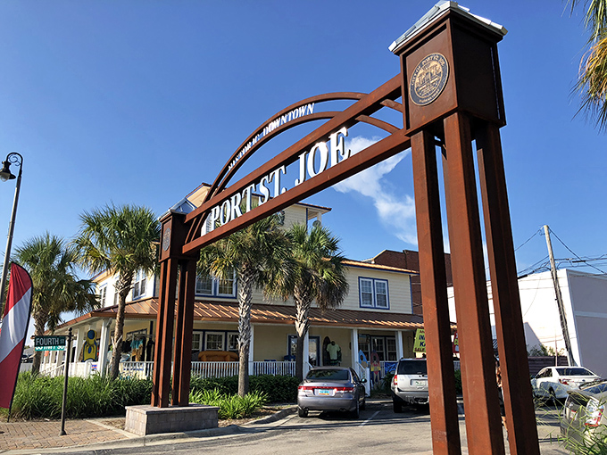 The Port St. Joe welcome arch stands as a gateway to Old Florida charm. Step through and feel your vacation officially begin.