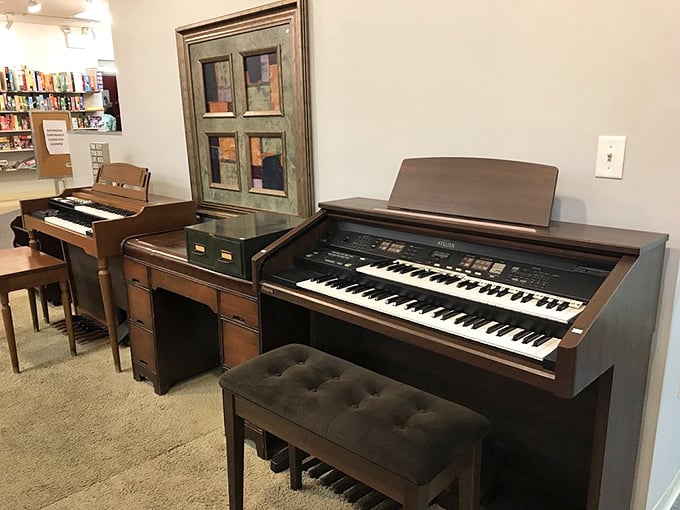 Not just any thrift store stocks multiple organs and pianos. It's like a musical instrument adoption center for second-chance symphonies.