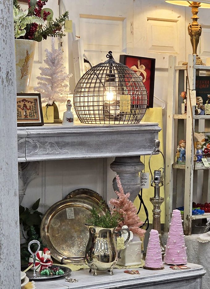 This isn't just a lamp display—it's a time capsule of illumination history. That wire birdcage pendant light would make any design show host swoon.