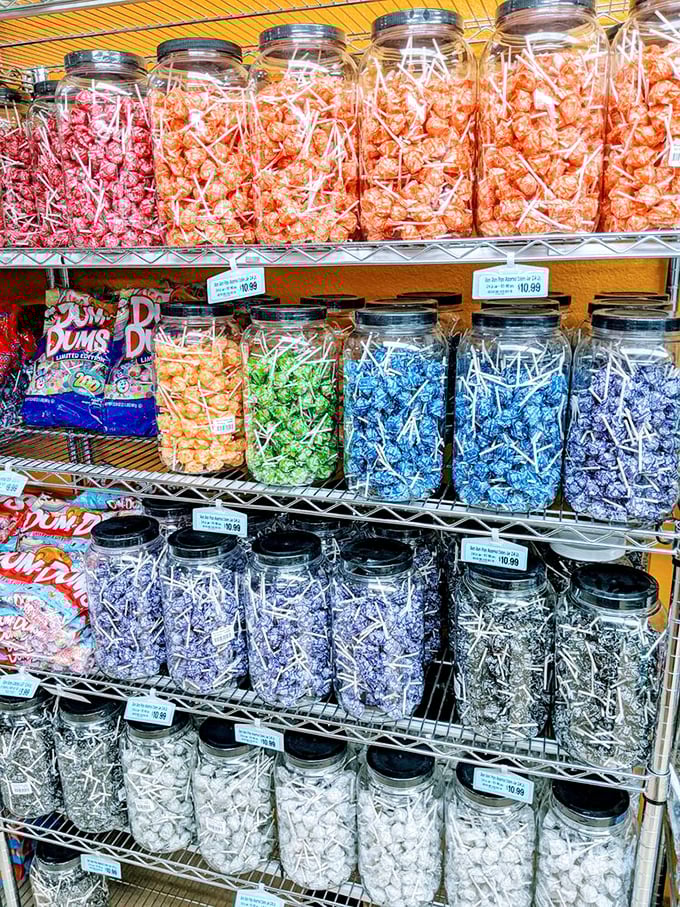 These glass jars of rainbow-hued candies aren't just storage—they're time machines to childhood memories, one sweet morsel at a time.