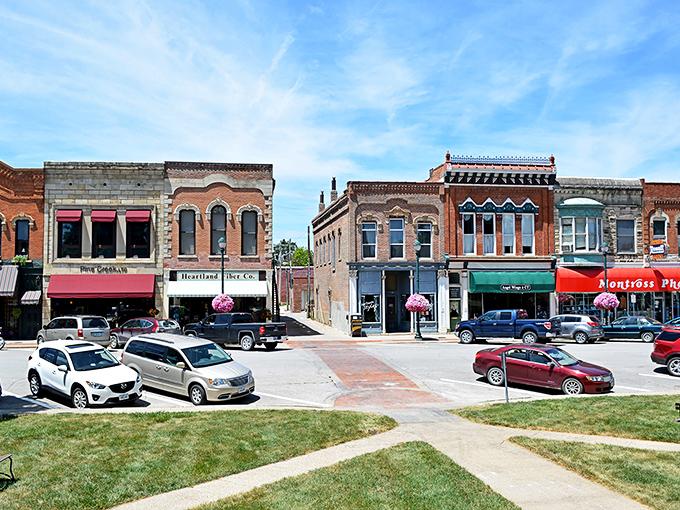 Under Iowa's impossibly blue skies, Winterset's town square invites you to park your car and your worries at the curb.