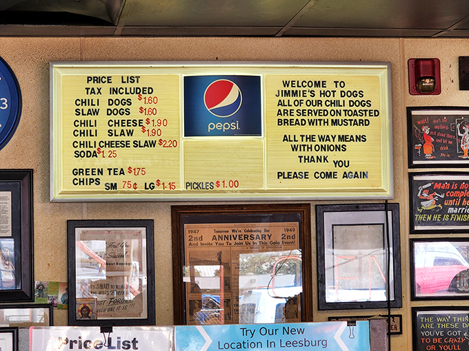 The menu board at Jimmie's is poetry in simplicity—a handful of options, clearly stated rules, and the promise that you'll be back again.