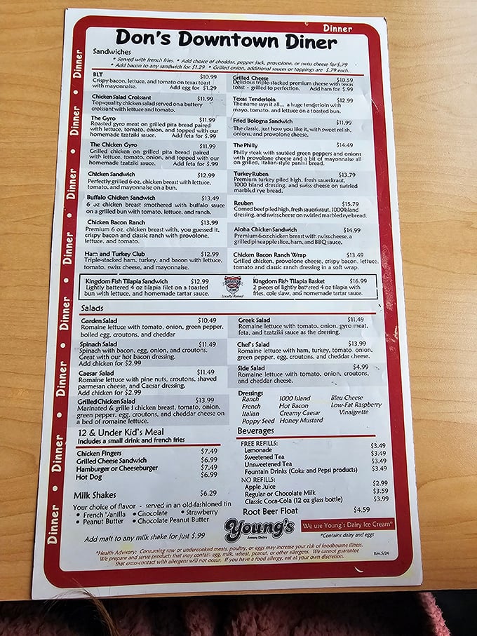 This menu isn't just a list of food—it's a roadmap to happiness. The milkshakes section alone is worth framing as modern art.