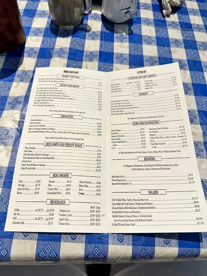 A menu that doesn't need fancy fonts or trendy descriptions—just straightforward breakfast classics that have stood the test of time.