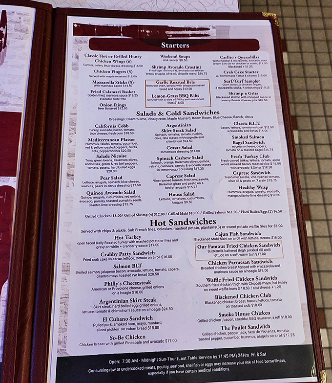 A menu that doesn't mess around—when they say "extensive," they mean "bring reading glasses and prepare to make some difficult life choices."