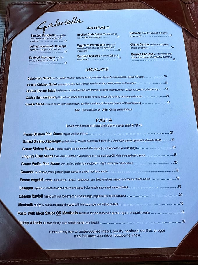 This menu isn't playing games—it's a roadmap to happiness with destinations like Clams Casino and Burrata Caprese calling your name.